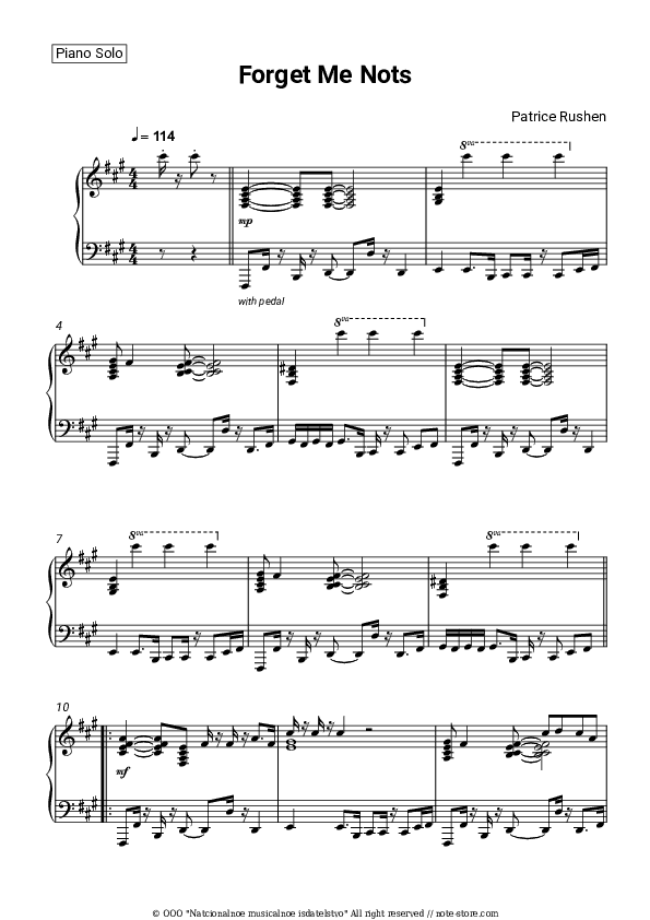 Forget Me Nots - Patrice Rushen Piano Solo Sheet Music at Note-Store ...