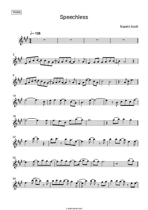 Speechless (Full, From Aladdin 2019) – Naomi Scott sheet music for violin at Note-Store.com ...