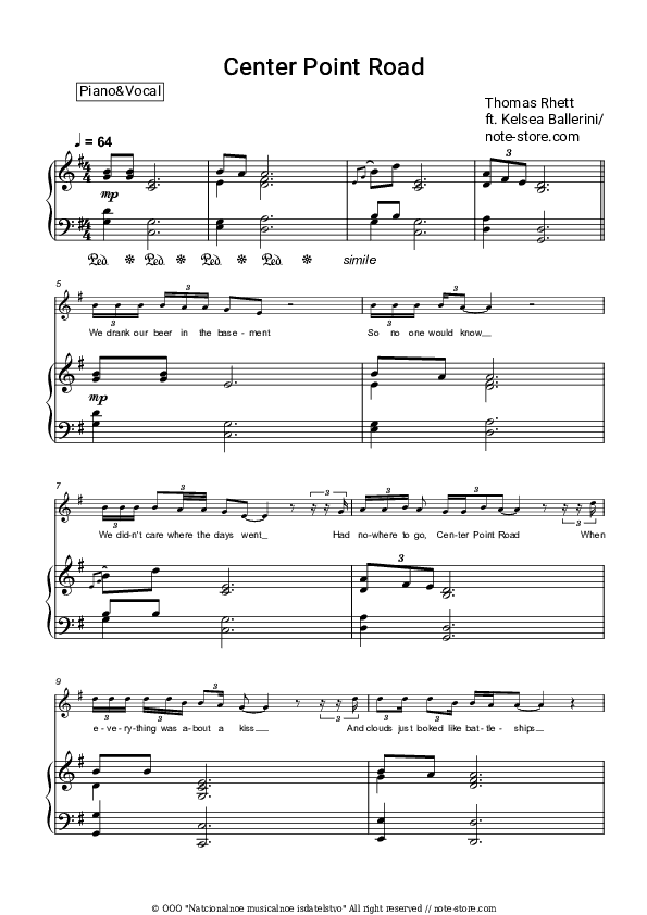 Center Point Road – Thomas Rhett, Kelsea Ballerini sheet music for ...