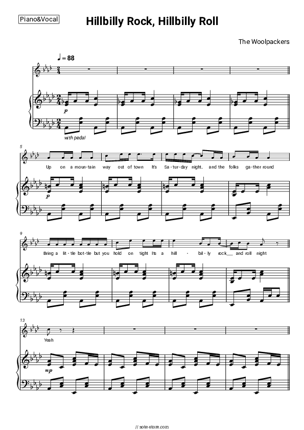 Hillbilly Rock, Hillbilly Roll – The Woolpackers sheet music for piano ...