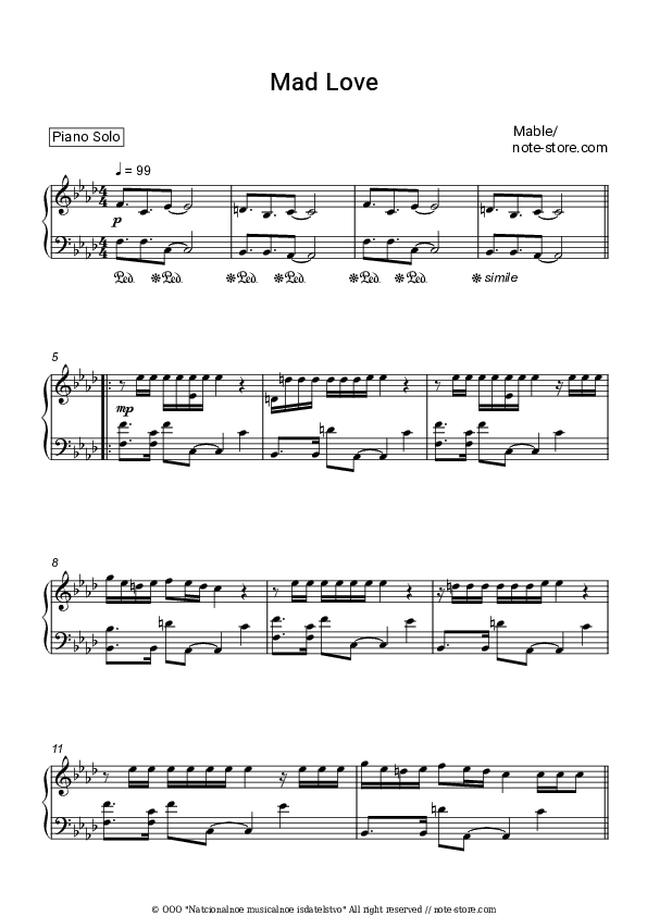 Mad Love - Mabel Piano Solo Sheet Music at Note-Store.com | Piano.Solo ...