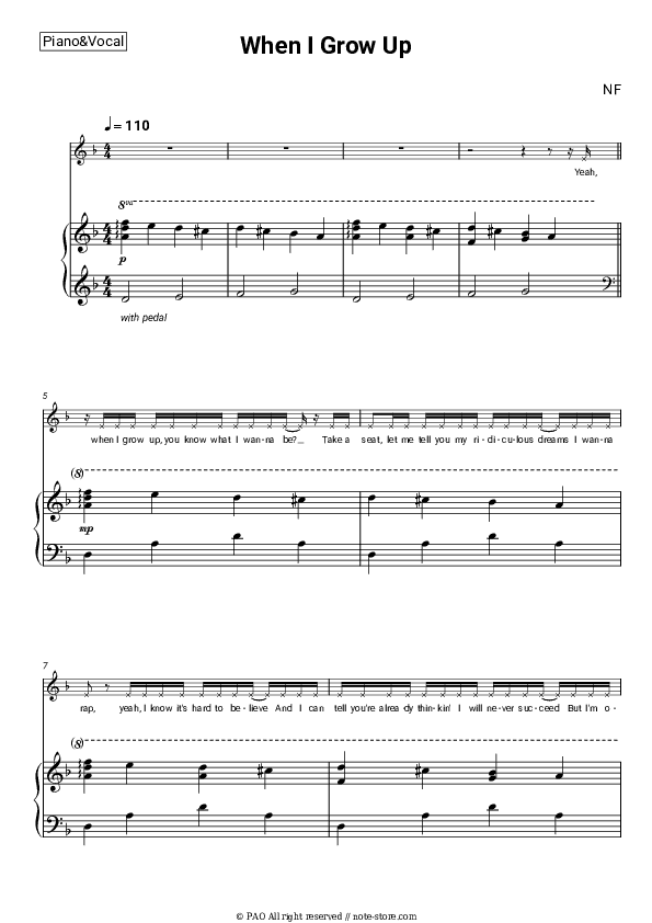 When I Grow Up – NF sheet music for piano and vocals (with lyrics) at ...