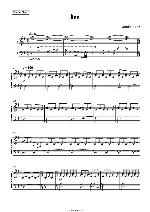 Îles - Jordan Critz Piano Solo Sheet Music at Note-Store.com | Piano ...