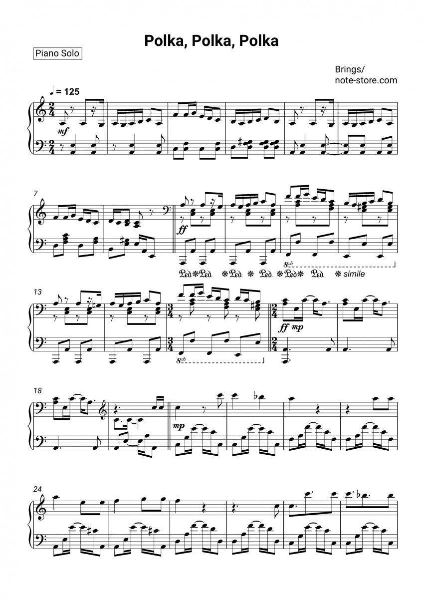 Brings - Polka, Polka, Polka sheet music for piano download | Piano ...