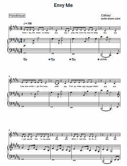 Calboy - Envy Me sheet music for piano with letters download | Piano ...