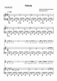 Al Bano & Romina Power - Felicita sheet music for piano with letters ...