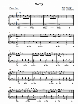 Brett Young - Mercy sheet music for piano download | Piano.Easy SKU ...