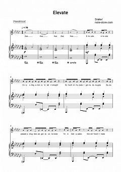 Drake - Elevate sheet music for piano download | Piano&Vocal SKU ...