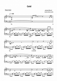 James Blunt - Cold sheet music for piano download | Piano.Solo SKU ...