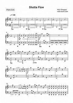 NLE Choppa - Shotta Flow sheet music for piano download | Piano.Solo ...